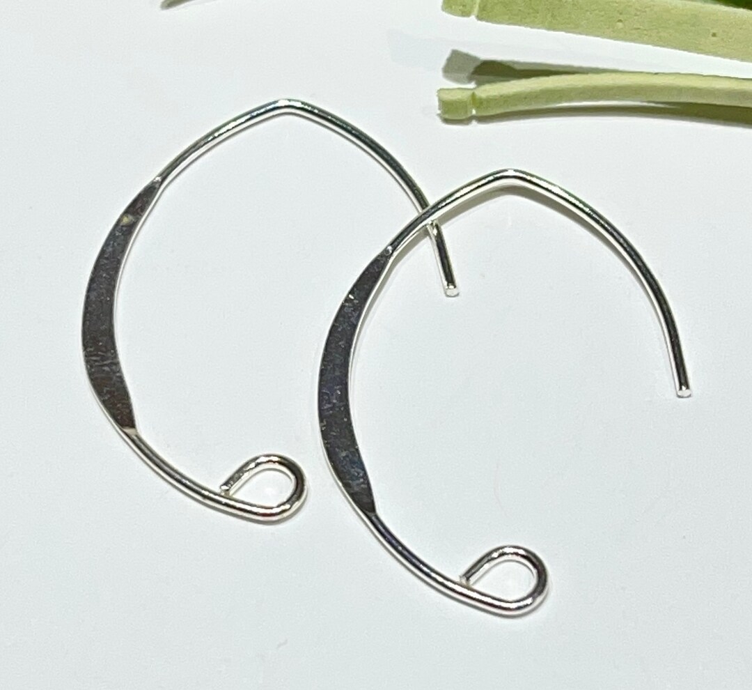 2 Pair - 18x21mm V Shape Ear Wires-.925 Sterling Silver Flattened ...