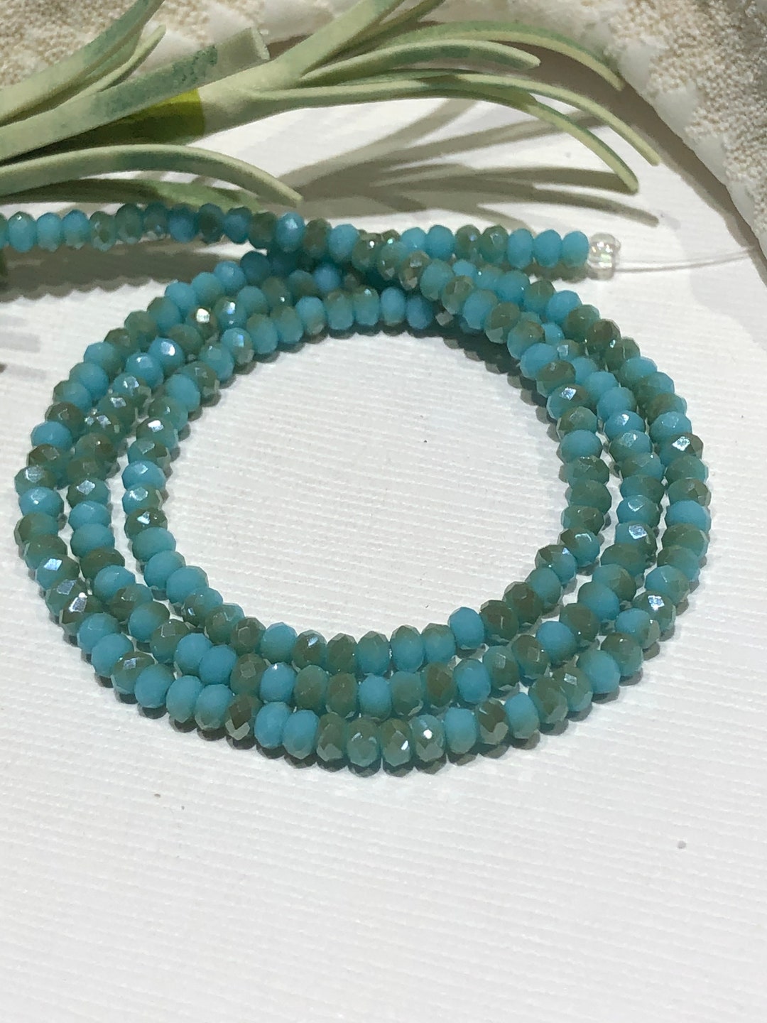 Turquoise Crystal Bead Strand: 3x2mm Faceted Rondelle Beads - Etsy