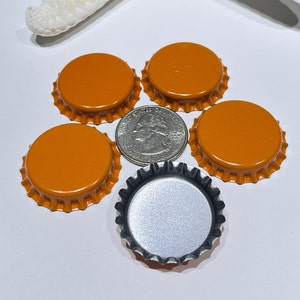 5 Piece - Orange Bottle Caps-one Sided Pumpkin Orange Color Bottle Cap ...
