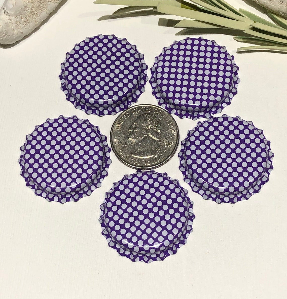 5 Piece Bottle Caps-bright Purple White Polka Dot Bottle - Etsy UK