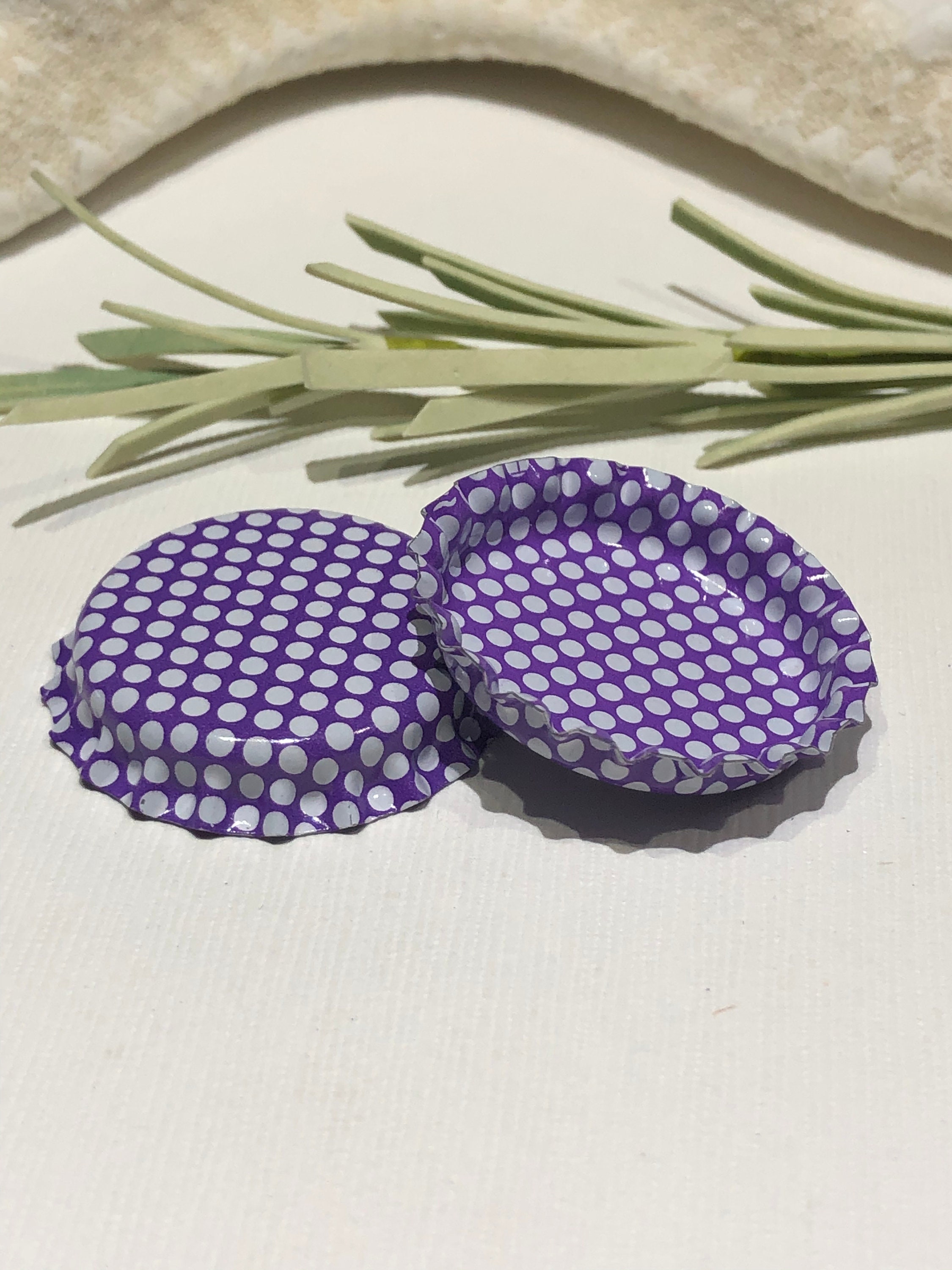 5 Piece Bottle Caps-bright Purple White Polka Dot Bottle - Etsy UK