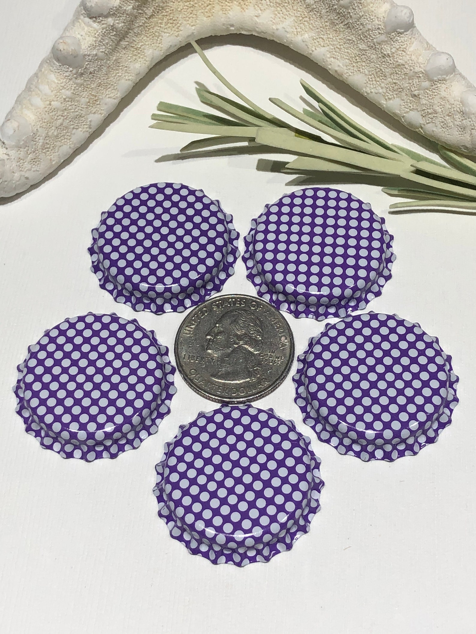 5 Piece Bottle Caps-bright Purple White Polka Dot Bottle - Etsy UK