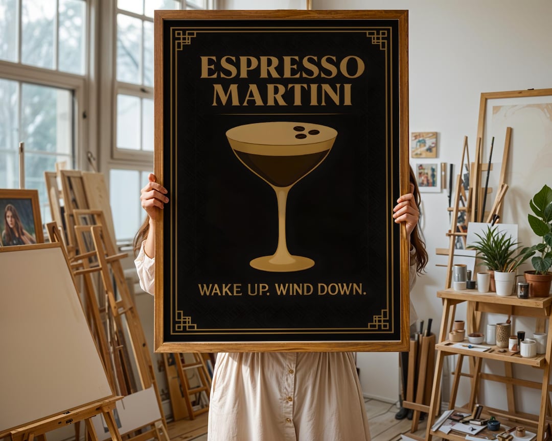 Art Deco Espresso Martini Poster - Gold & Black Cocktail Wall Art ...
