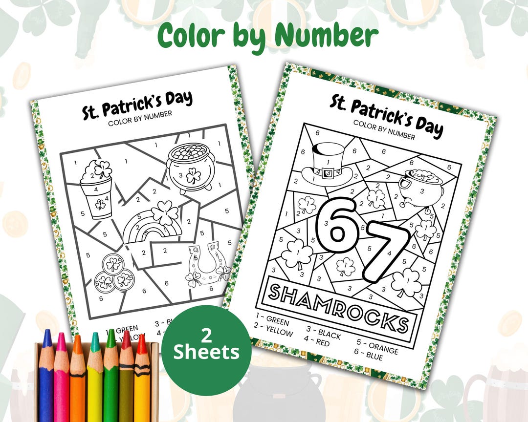 St Patrick’s Day Game Color by Number Printable | Shamrock Counting ...