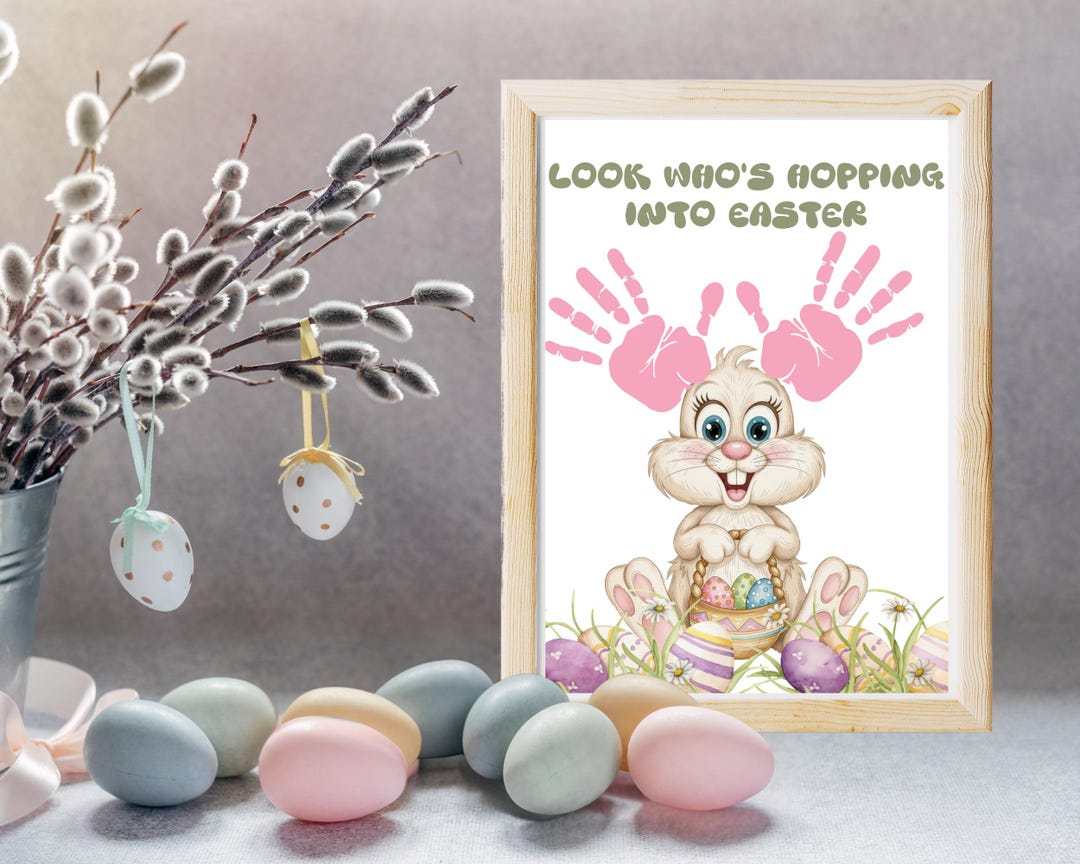 Easter Bunny Handprint Craft Printable, Easter Handprint Art for Kids ...