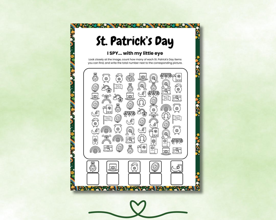 St. Patrick’s Day Game I Spy Printable for Kids | Fun Holiday Counting ...