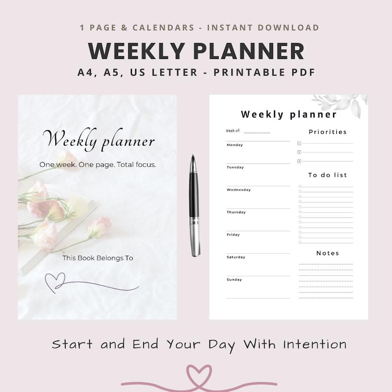 Weekly Planner Printable Minimalist Planner for Moms Undated Weekly ...
