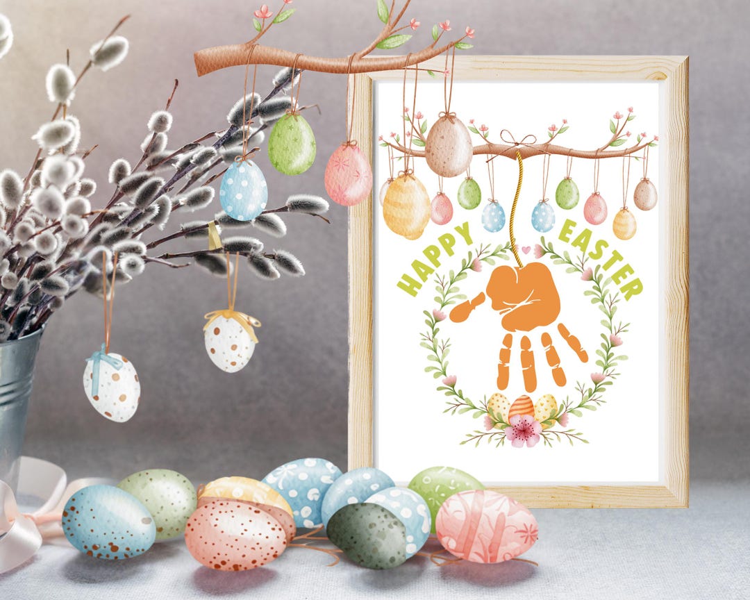 Easter Handprint Printable,easter Handprint Art,easter Wreath Craft ...