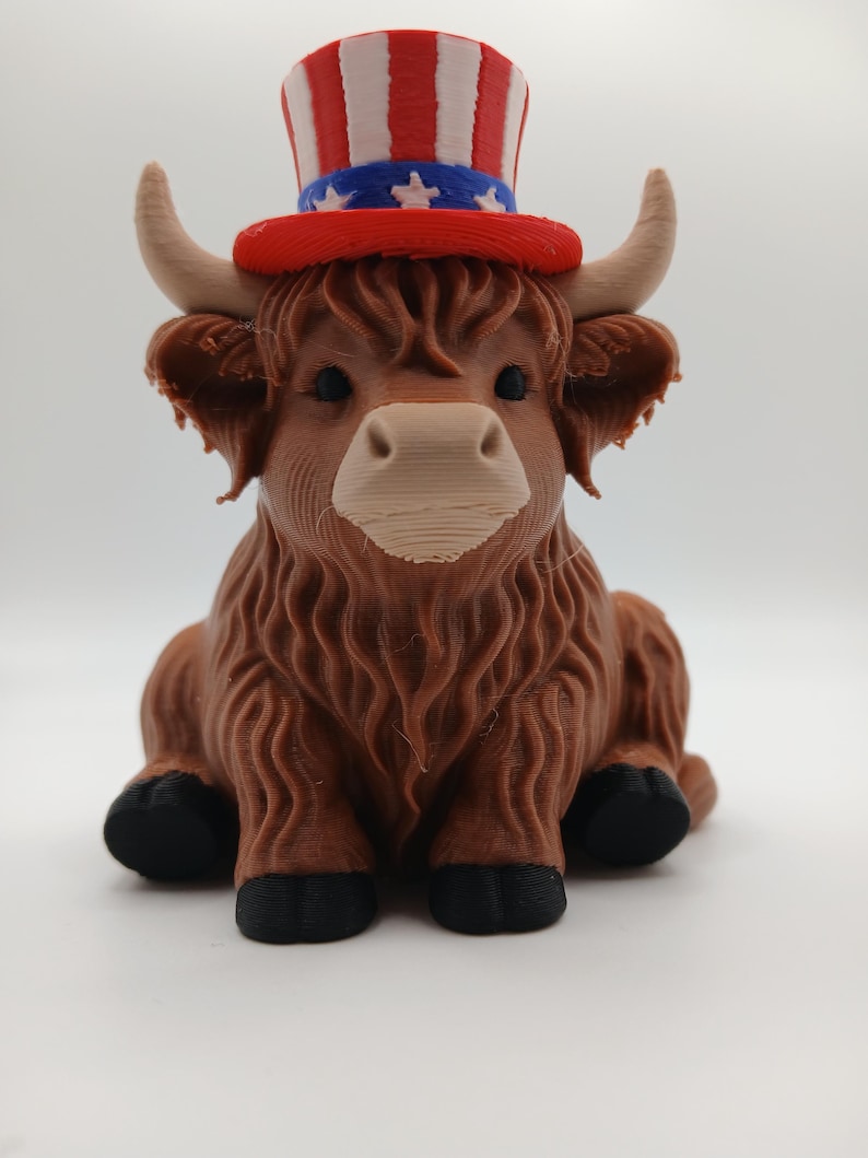 4th of July Highland Cow - 3D Printed Figurine - Etsy