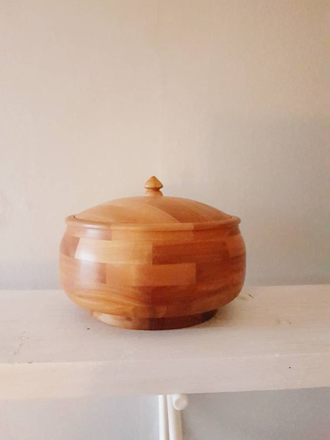 Wonderful Handmade Wood Turned Box With Lid 3 3/4" X 5 1/4" / From ...