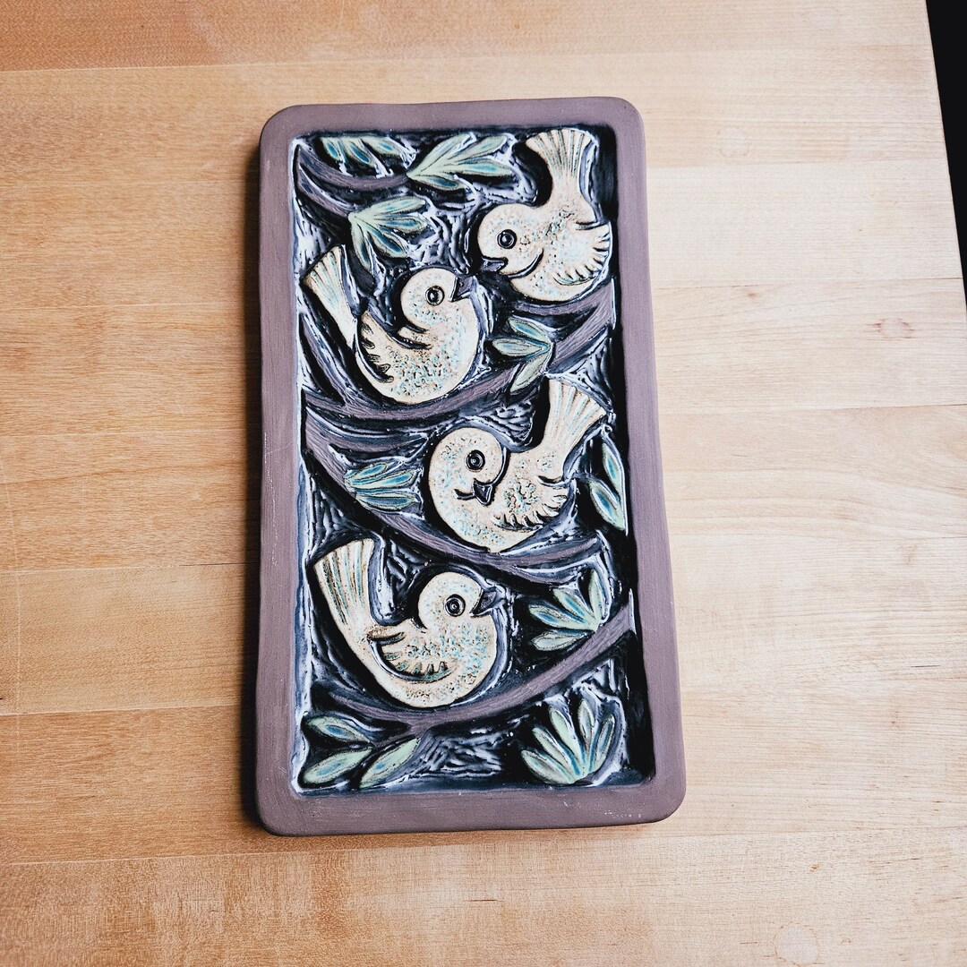 Mid Century Birds / Retro / Ceramic / Pottery / Plaque / 10 X 5 1/2 ...