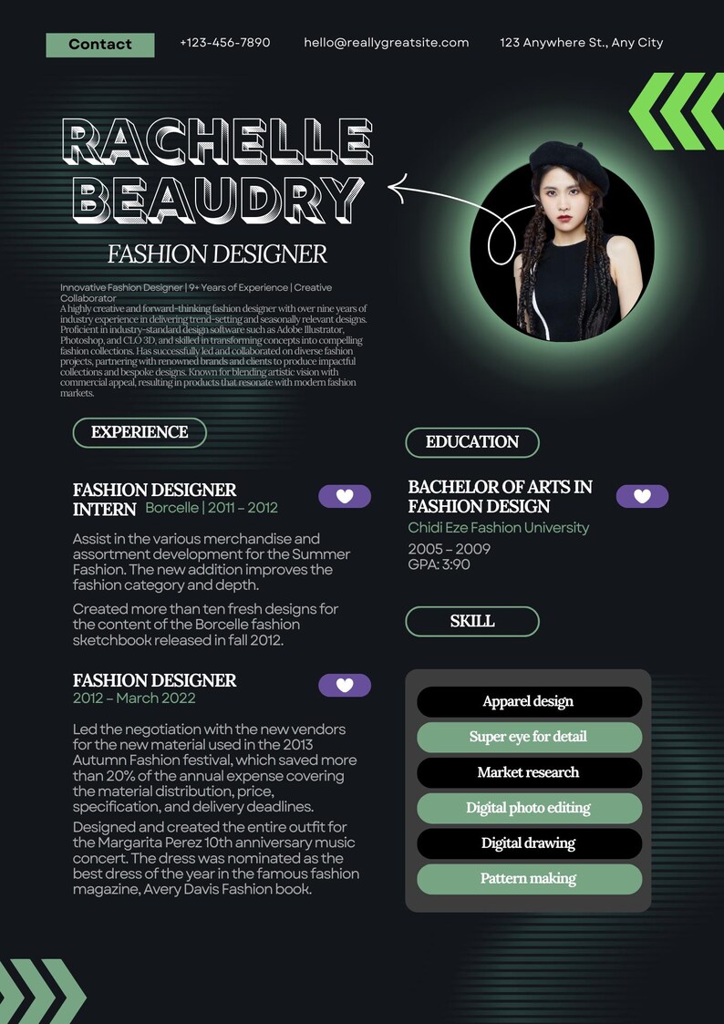 Fashion Designer Resume Template – Editable Canva – Instant Download - Etsy
