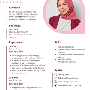 Data Scientist Resume & Cover Letter Template | Editable in Canva | Ats ...
