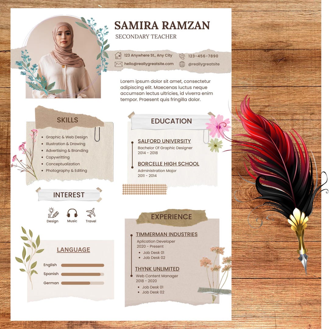 Secondary Teacher Resume Template – Editable Canva – Instant Download ...