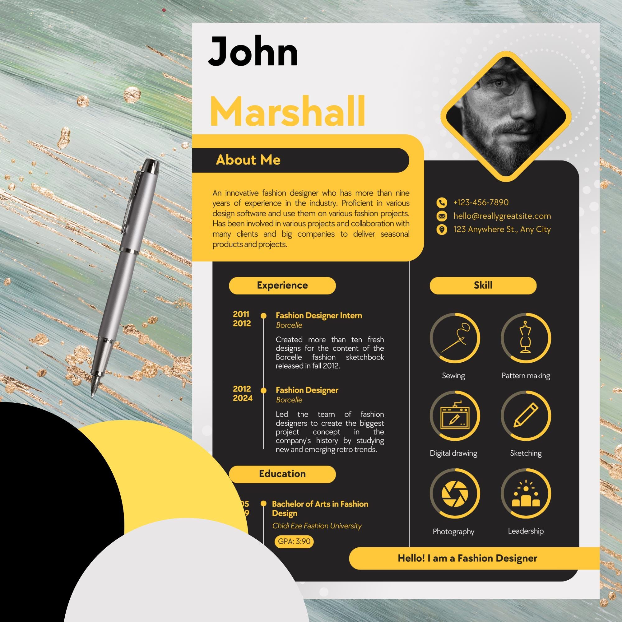 Fashion Designer Resume Template – Editable Canva – Instant Download - Etsy