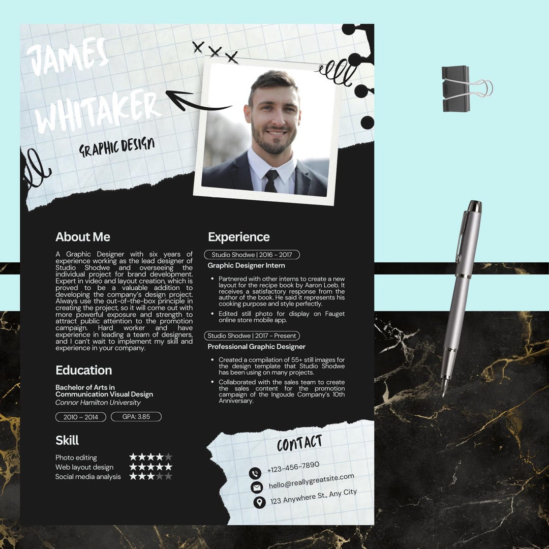 Bold Graphic Designer Resume Template – Editable Canva – Instant ...