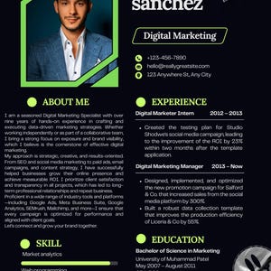 Digital Marketing Resume Template – Editable Canva – Instant Download ...