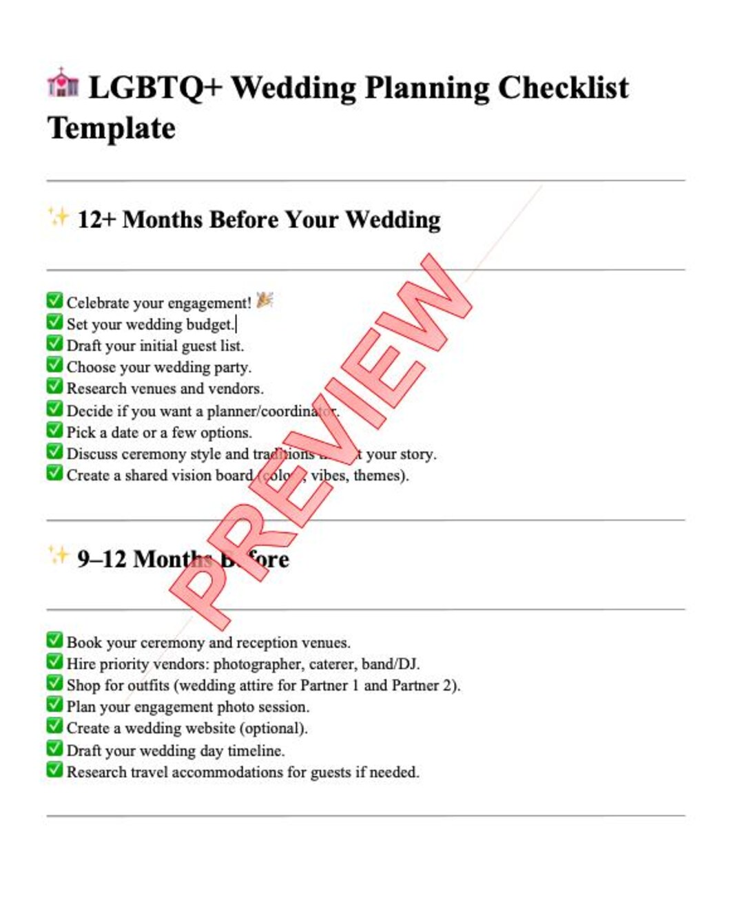 LGBTQ+ Wedding Planning Template - Etsy