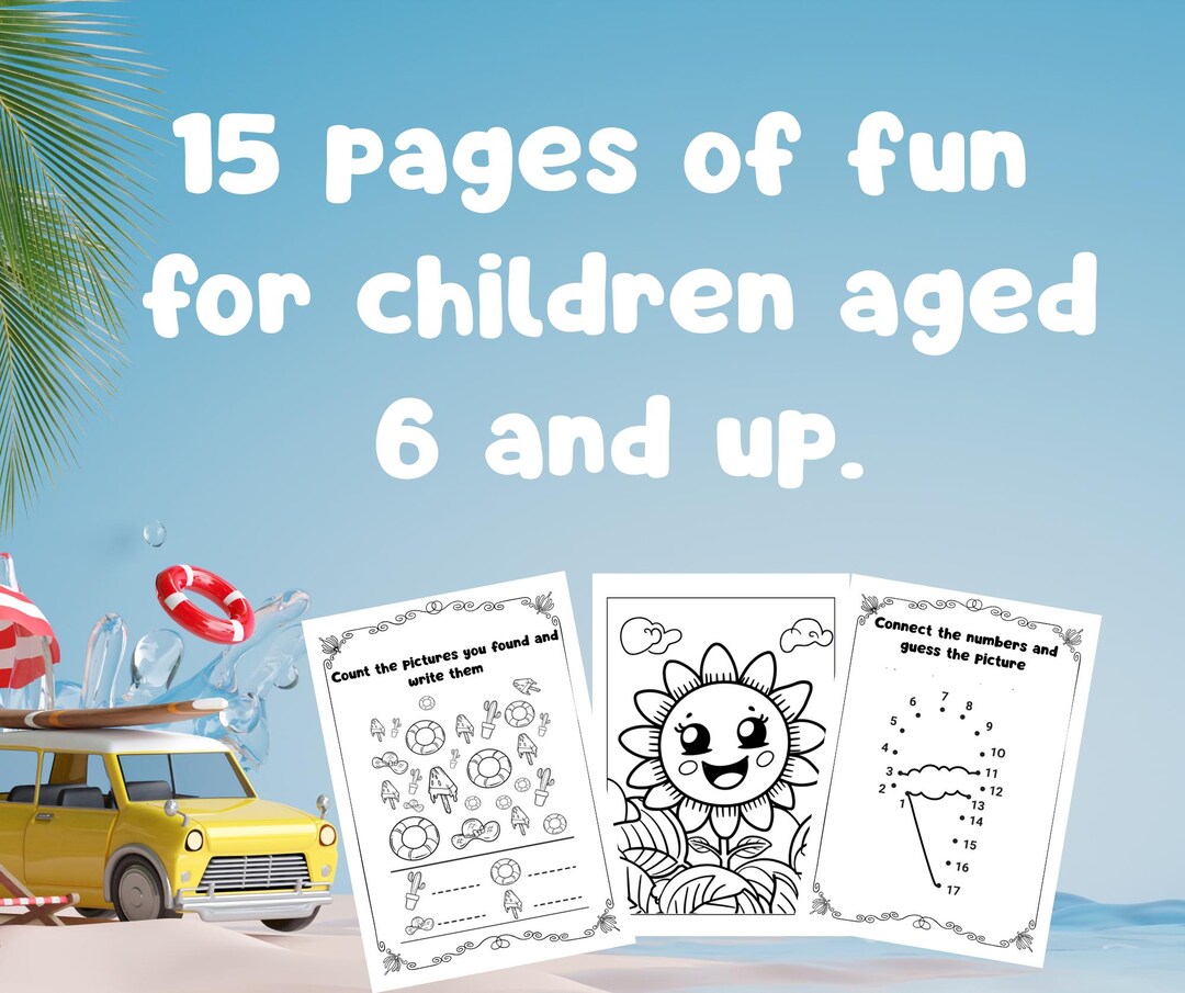 15 Summer Activity Pages – Printable Fun for Kids (ages 6+) - Etsy