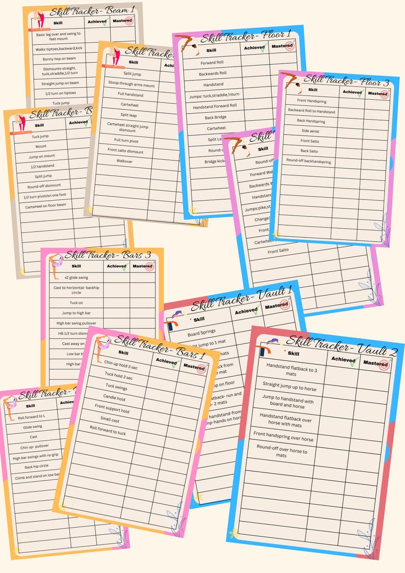 Gymnastics Skill Tracker for VAULT Only, With 3 Degrees of Difficulty ...