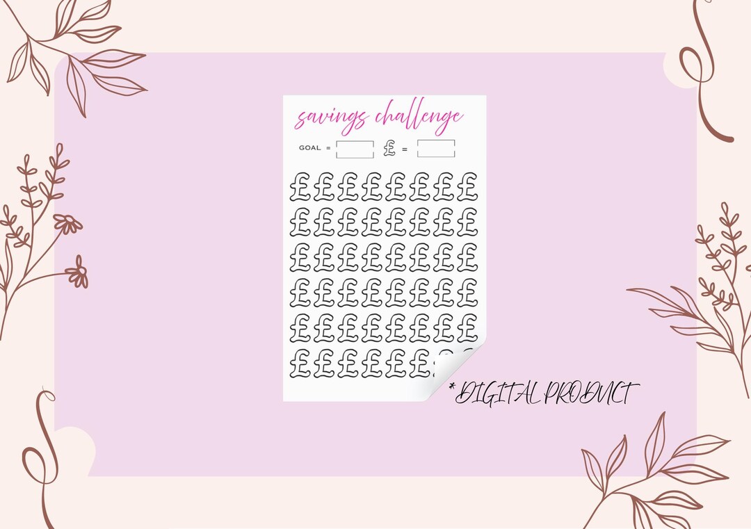 Printable Pound Savings Challenge, Digital Download. PDF. - Etsy UK