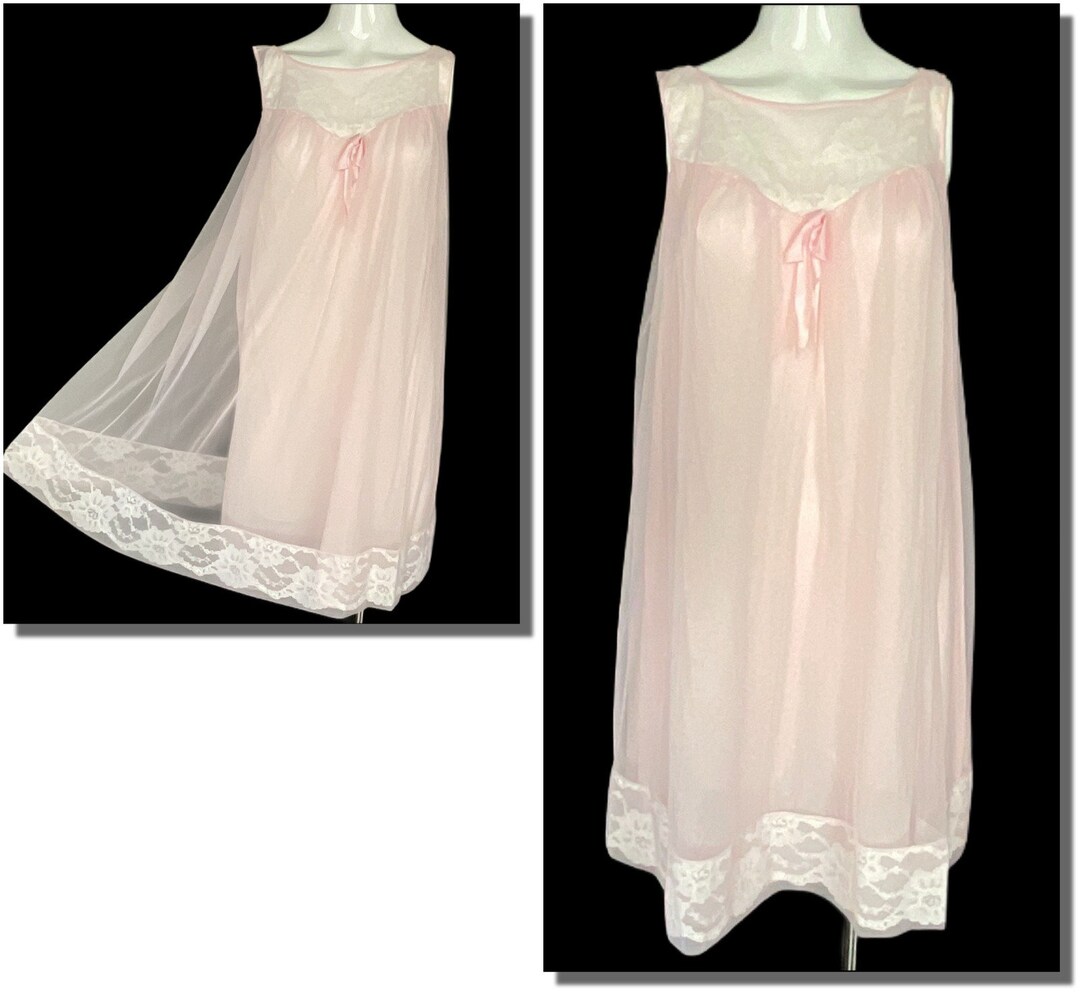 Vintage Sears Baby Pink Sissy Prissy Chiffon & Nylon Fluff Babydoll ...
