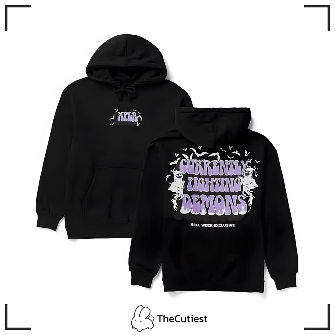 XPLR Fighting With Demons Hoodie - Unisex Graphic Sweatshirt, Dark ...
