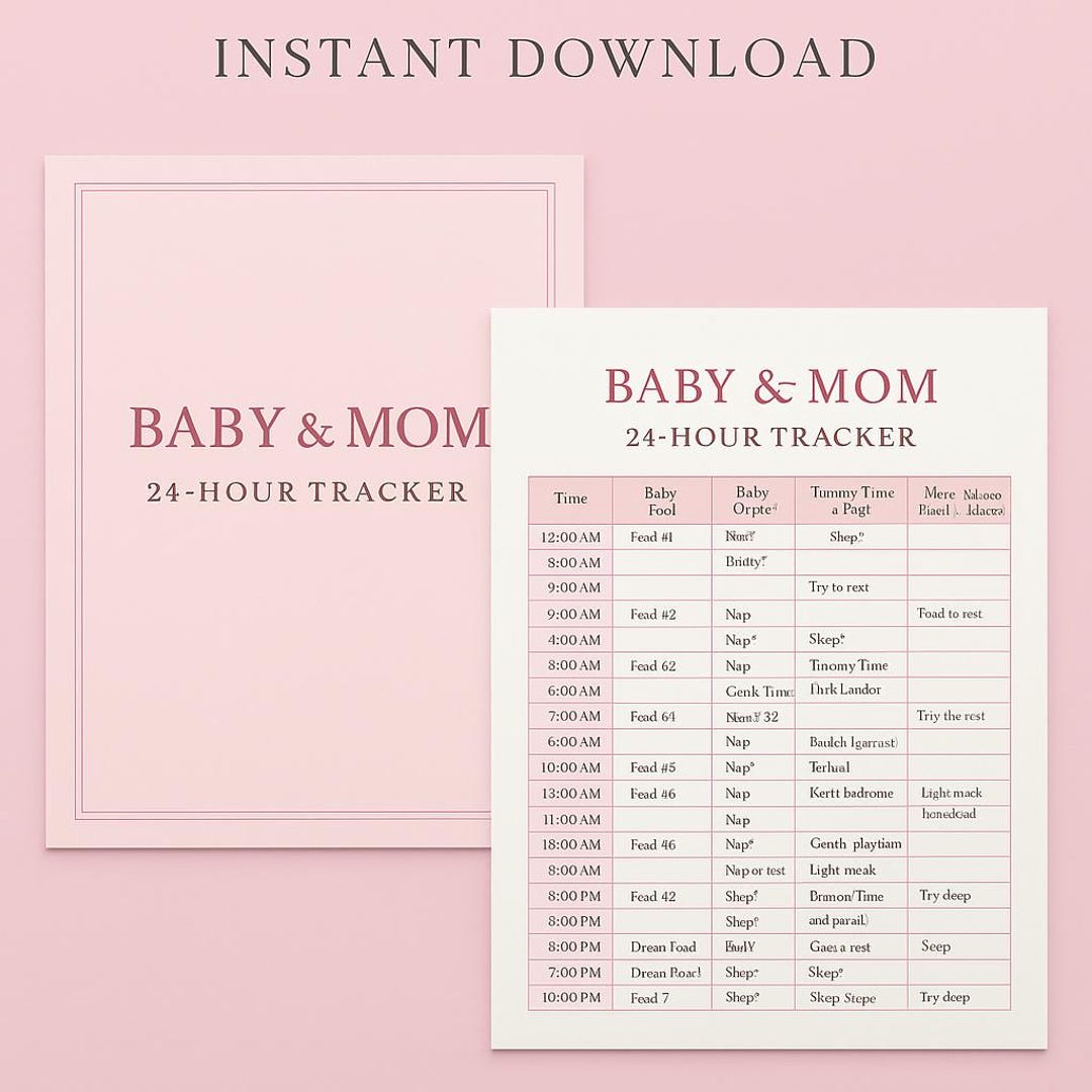 Baby & Mom Daily Tracker | 24-hour Schedule | Postpartum Planner ...