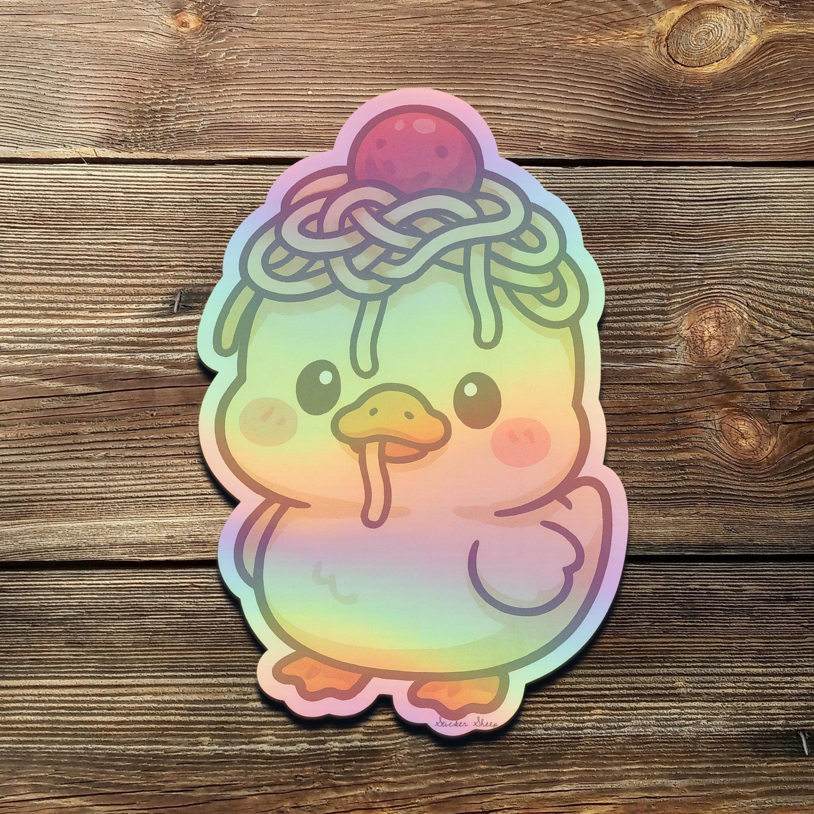 Kawaii Duck With Spaghetti Vinyl Sticker – Funny Foodie Decal - Etsy