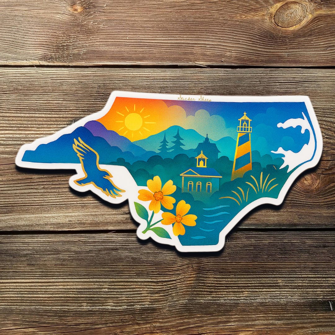 North Carolina State Sticker – Gradient Sunset Vinyl Decal With ...