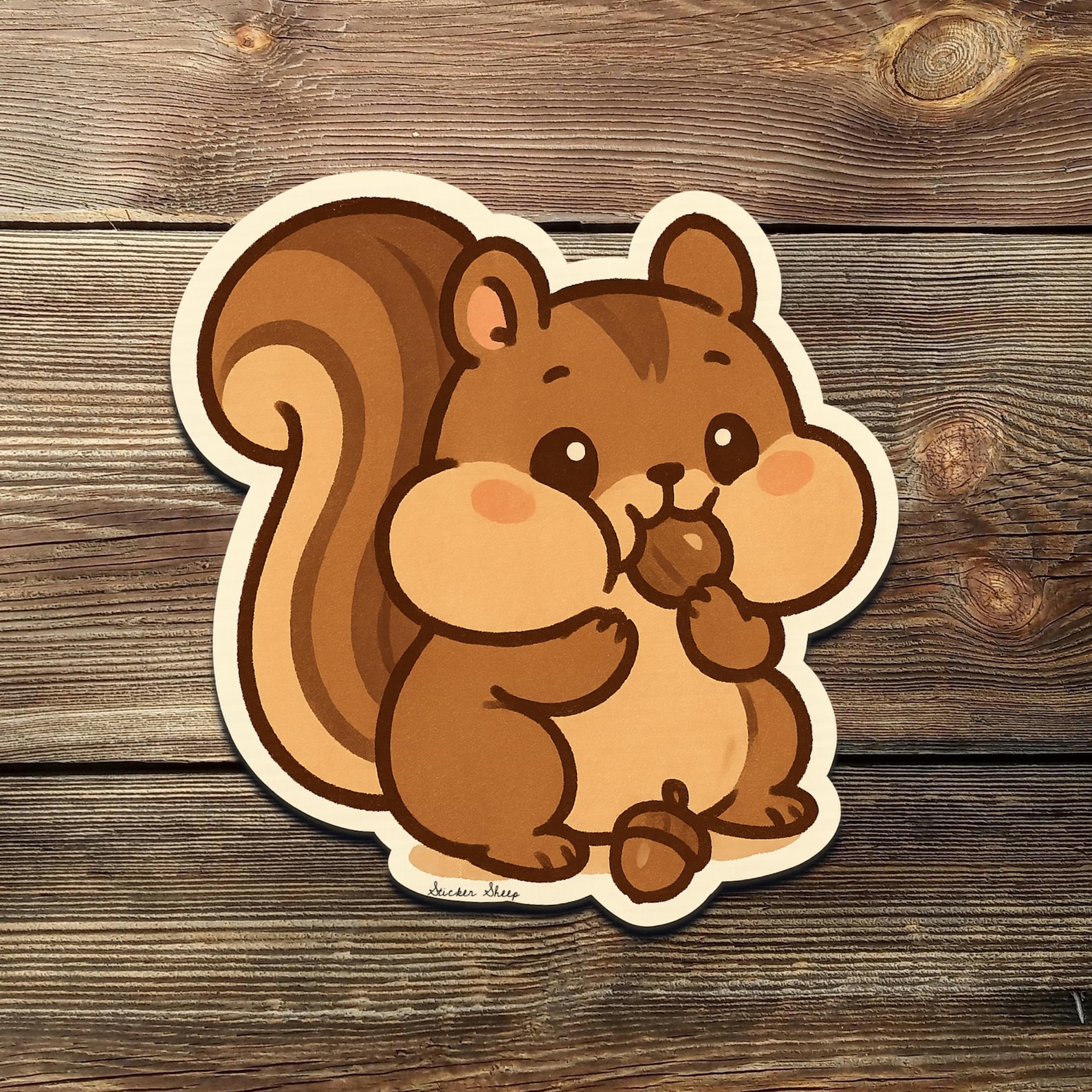 Cute Chipmunk Eating Acorns Sticker – Kawaii Woodland Animal Vinyl ...