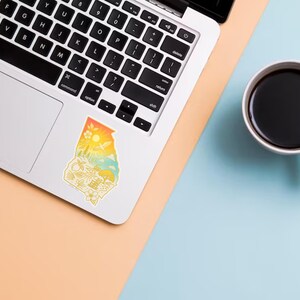 Georgia State Sticker | Peach Sunset Vinyl Decal | Southern Travel Gift ...