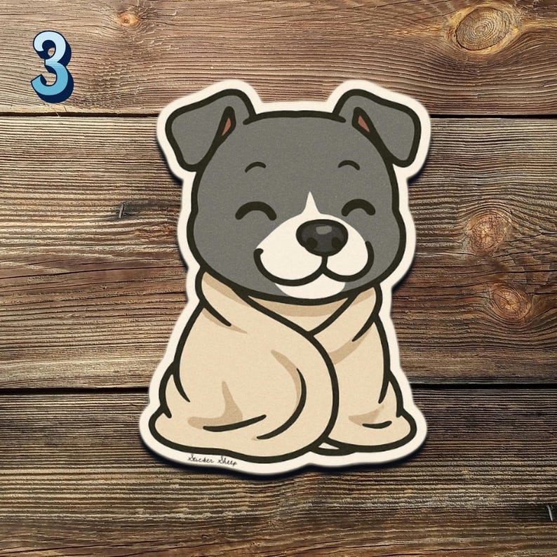 Pitbull Sticker Pack – Cute Kawaii Pit Bull Decals | Chibi Dog Stickers ...