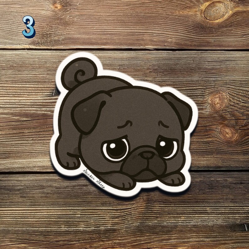 Kawaii Black Pug Stickers | Waterproof Vinyl Decals - Etsy