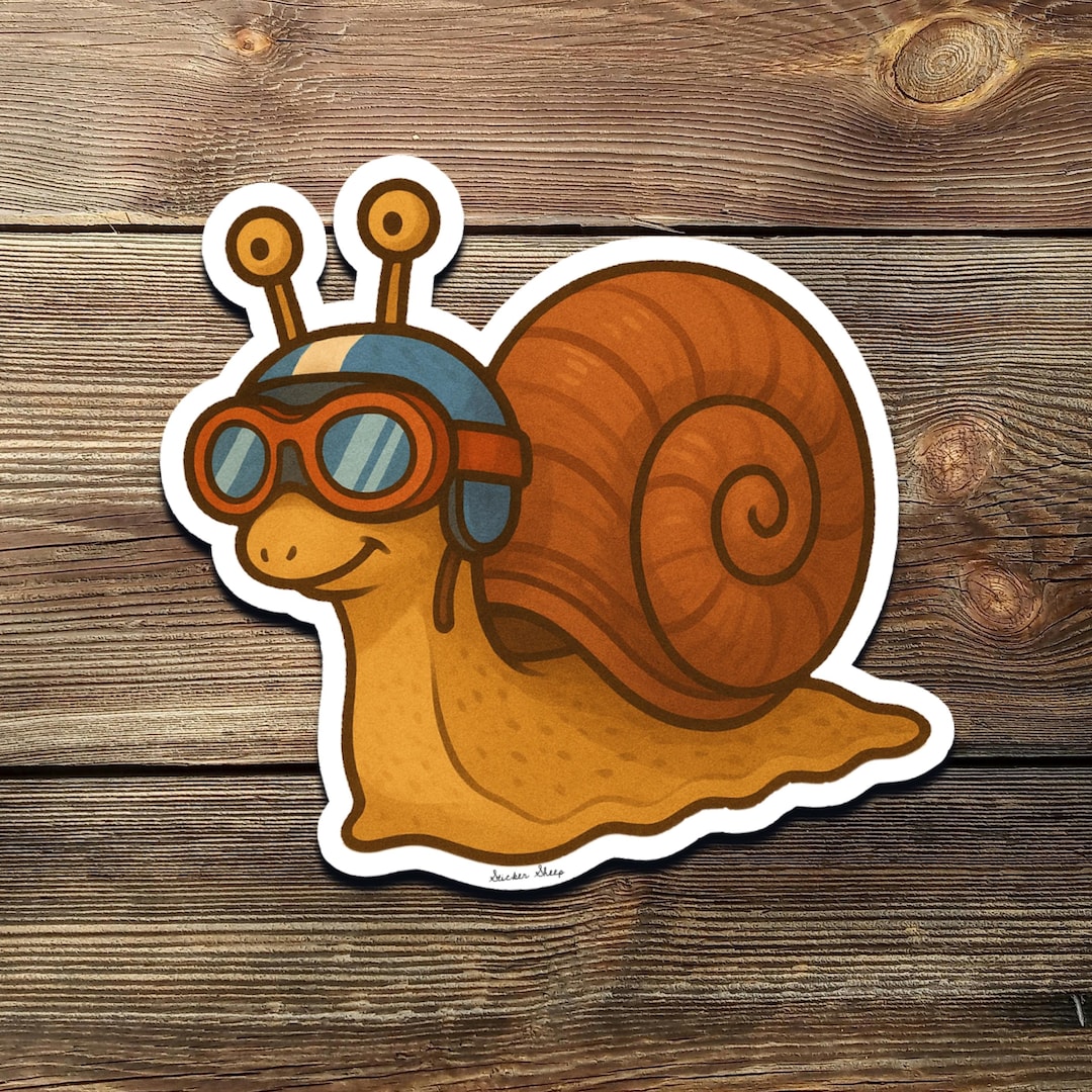 Speedy Snail Sticker With Goggles – Funny Racing Snail Vinyl Decal for ...