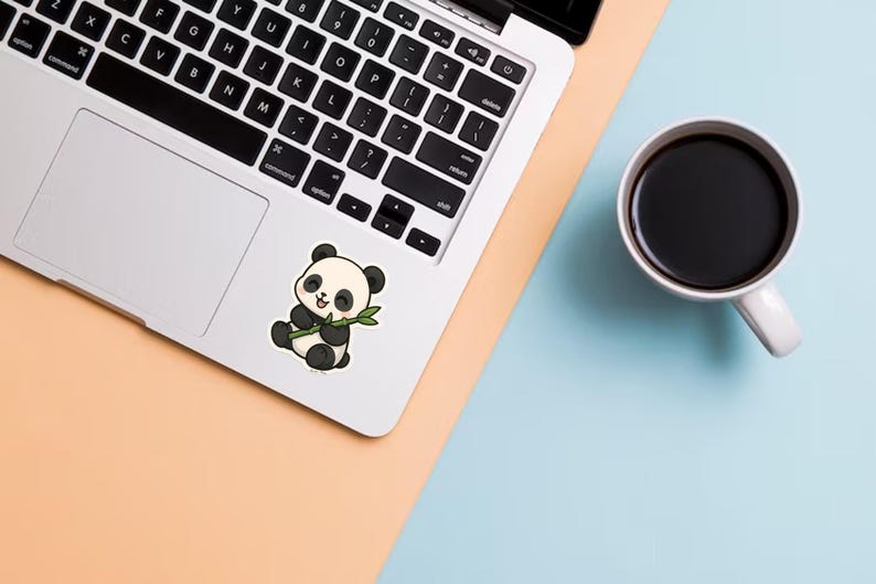 Chibi Panda Sticker – Kawaii Bamboo Vinyl Decal With Sitting Panda ...
