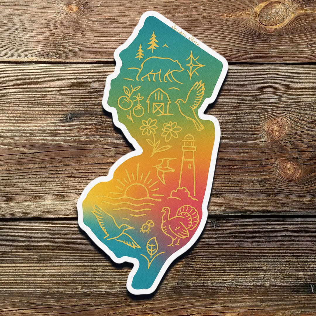New Jersey State Sticker | Bear, Lighthouse & Beach Design | NJ Pride ...