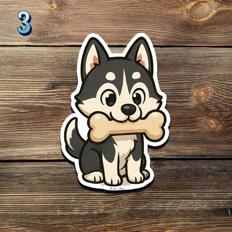 Husky Dog Vinyl Sticker Set – Kawaii Puppy Expressions Collection - Etsy