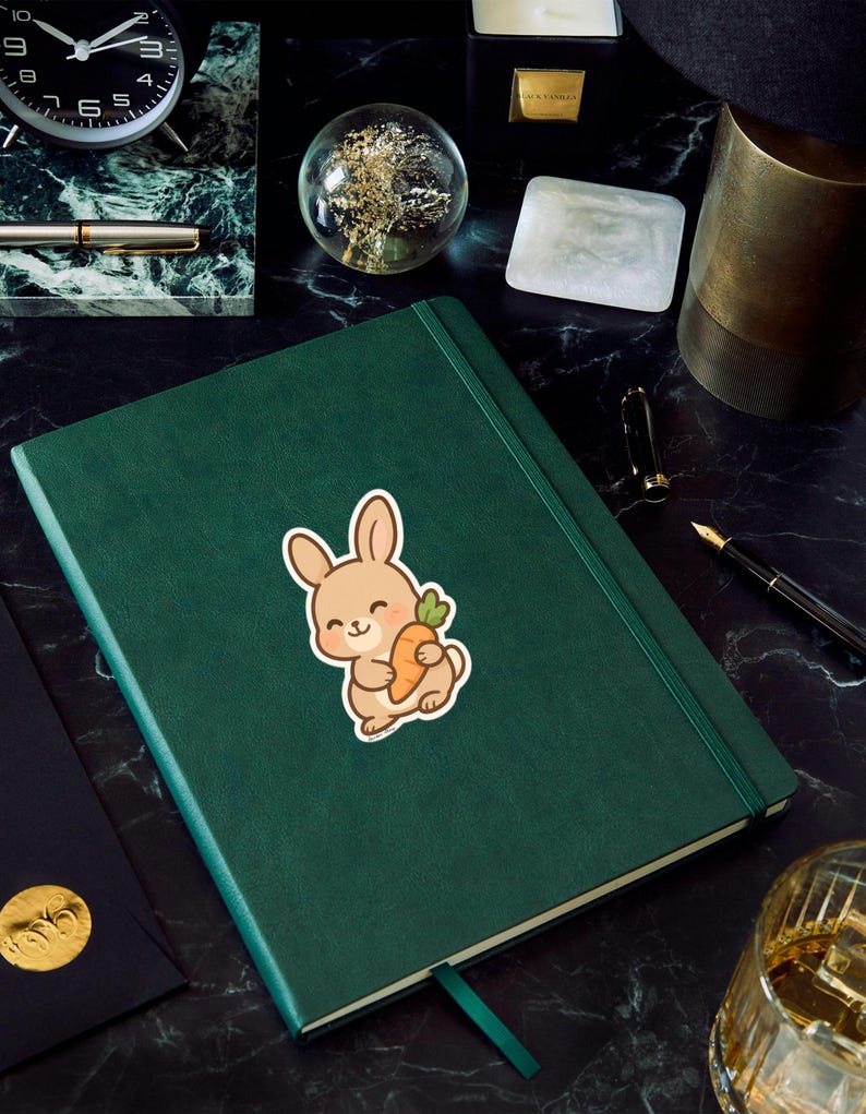 Chibi Bunny Rabbit Sticker – Cute Kawaii Bunny Holding Carrot | Vinyl ...