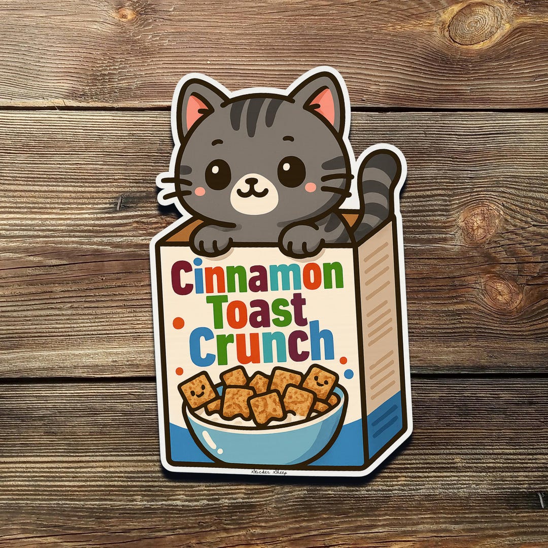 Funny Cat Cinnamon Toast Crunch Vinyl Sticker: Laptop Decal - Etsy