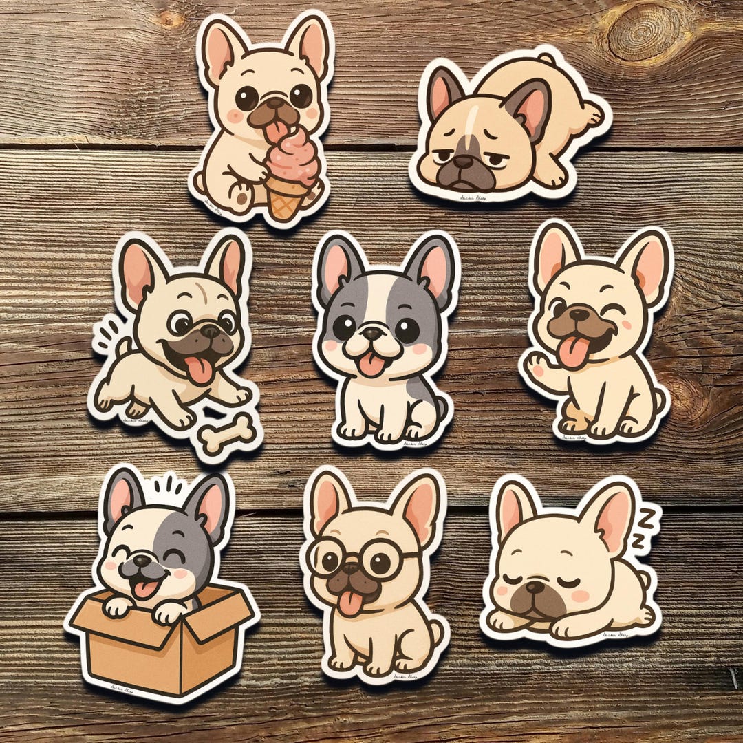 French Bulldog Sticker Pack – Cute Chibi Frenchie Vinyl Decals | Kawaii ...