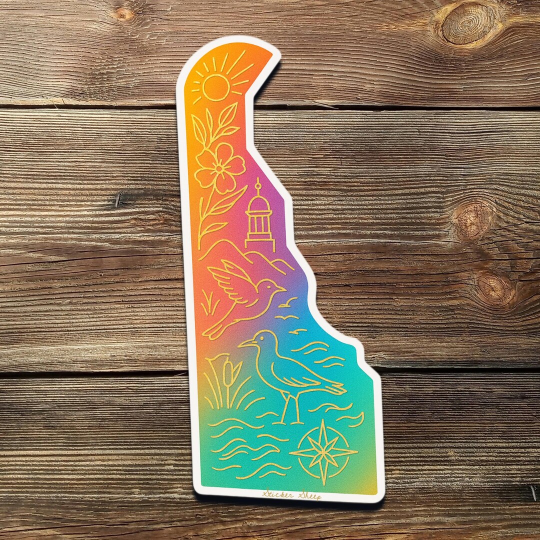 Delaware State Sticker: Coastal Design, Waterproof Vinyl Decal - Etsy