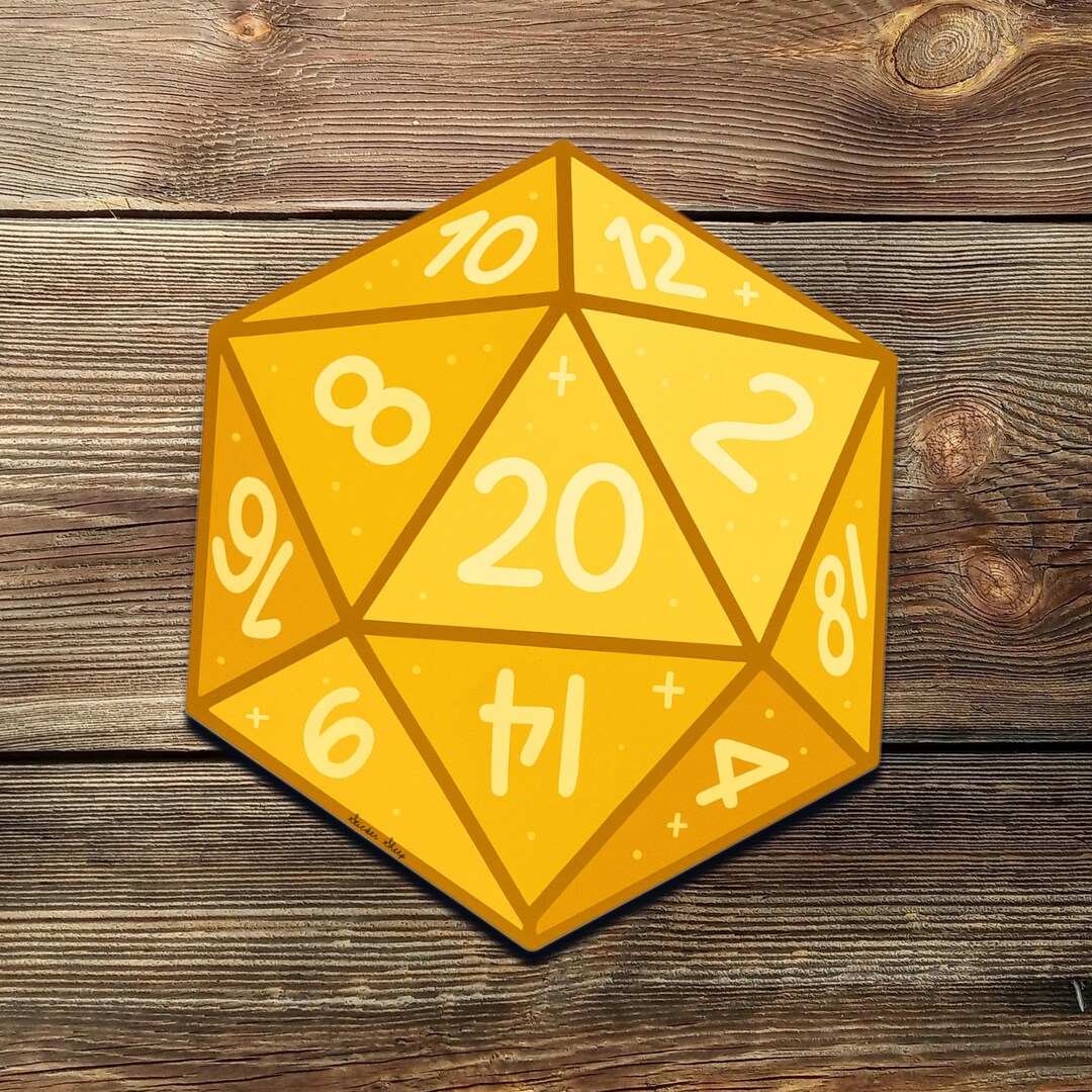 Yellow D20 Dice Sticker | Waterproof Vinyl Decal, Dnd RPG Gaming Art - Etsy