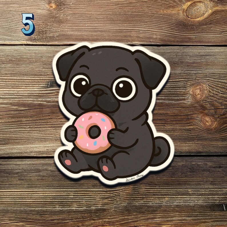 Kawaii Black Pug Stickers | Waterproof Vinyl Decals - Etsy