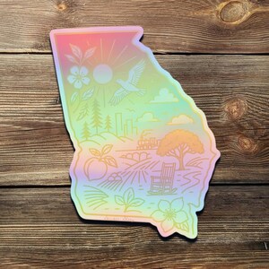 Georgia State Sticker | Peach Sunset Vinyl Decal | Southern Travel Gift ...