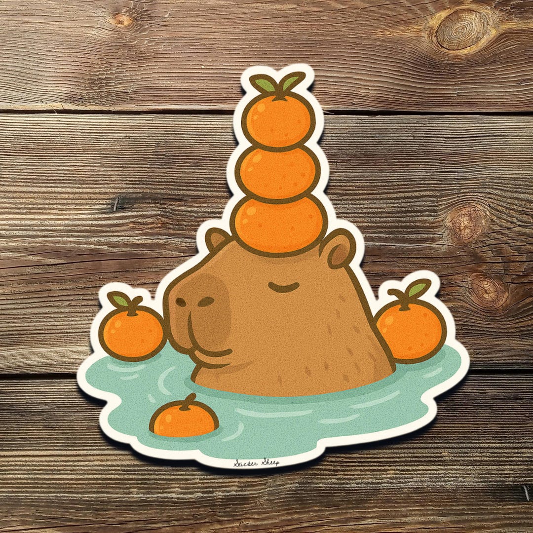 Capybara Hot Spring Sticker | Kawaii Animal Vinyl Decal - Etsy