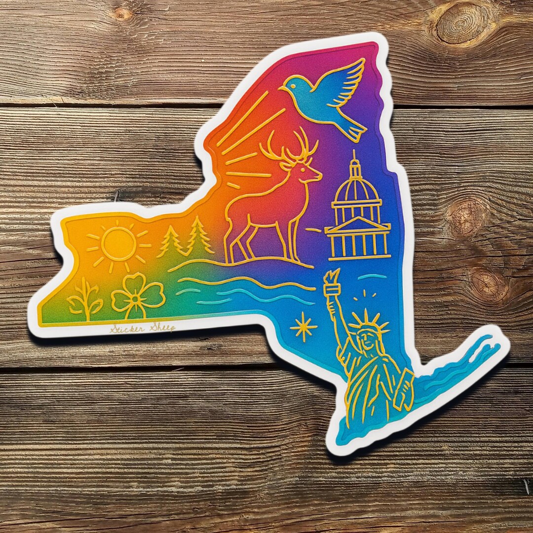 New York State Sticker: Liberty Deer Rainbow Vinyl Decal - Etsy