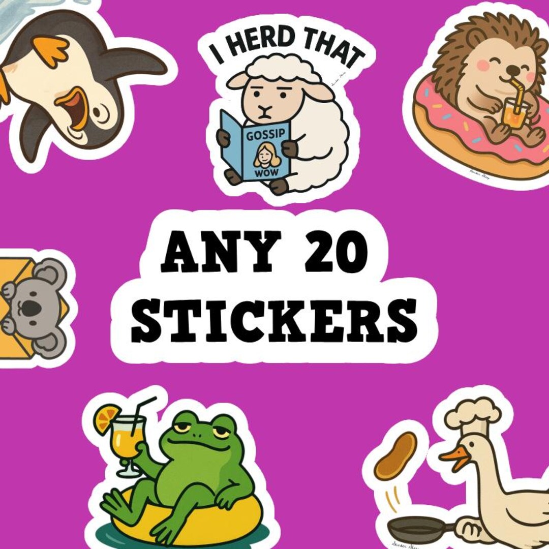 Custom Sticker Pack: Choose Any 20 Matte Vinyl Stickers - Etsy