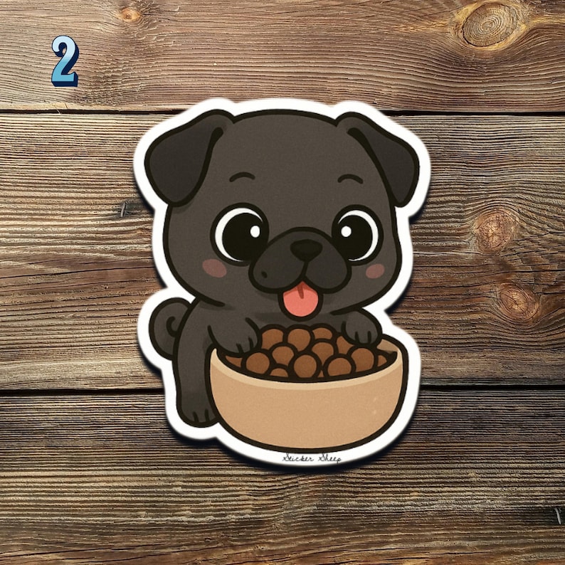 Kawaii Black Pug Stickers | Waterproof Vinyl Decals - Etsy