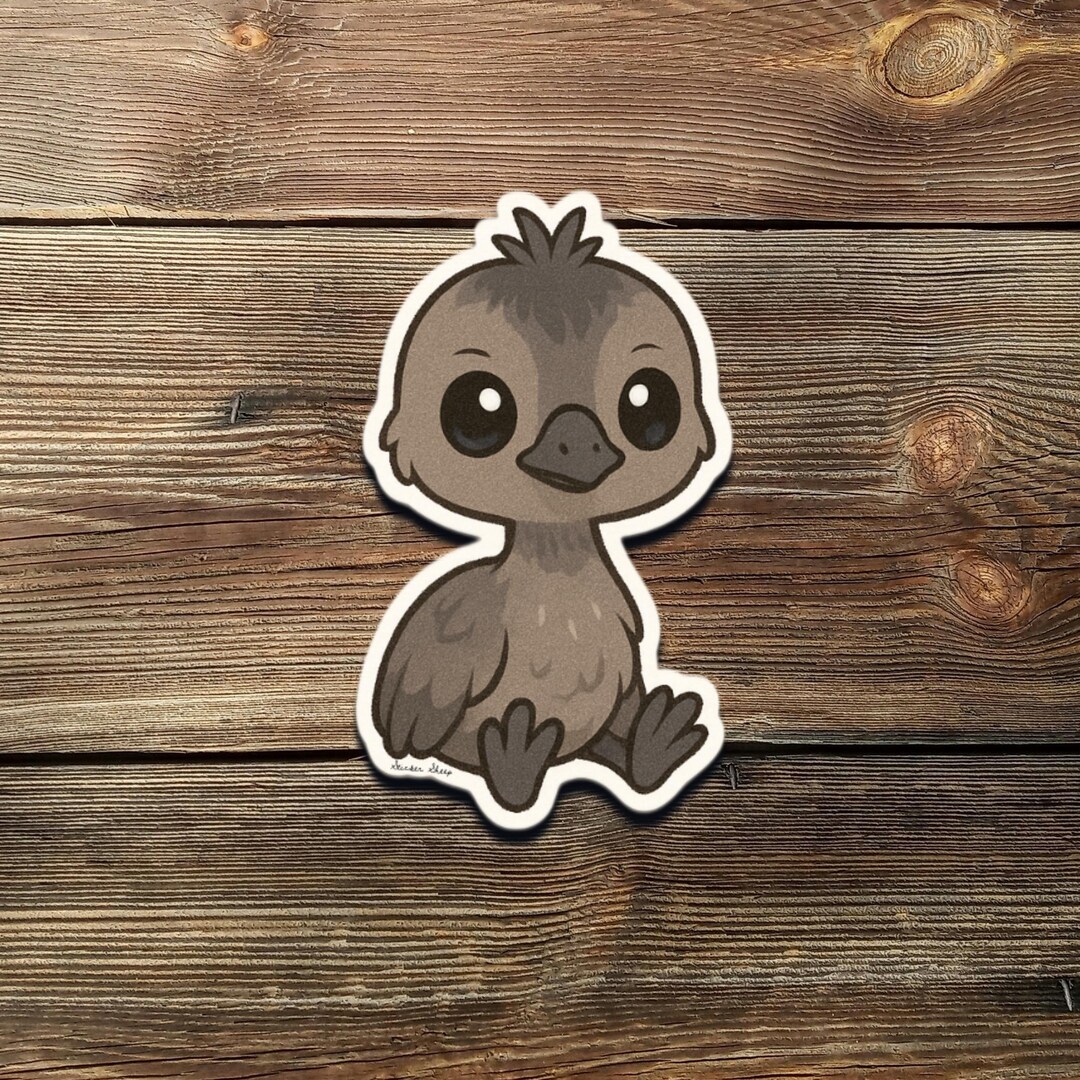 Chibi Emu Sticker – Cute Kawaii Emu Vinyl Decal | Funny Bird Waterproof ...